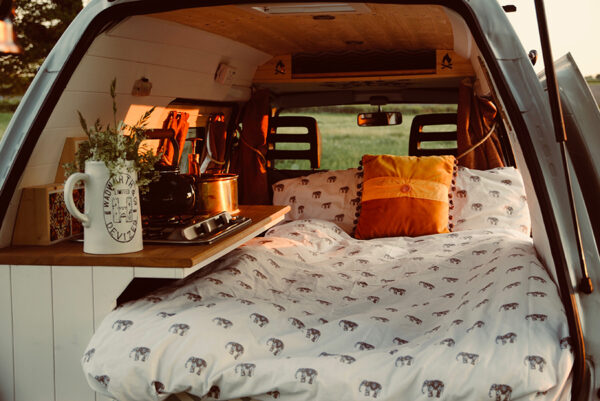 A musician converted this micro van into a cozy camper so he and his ...