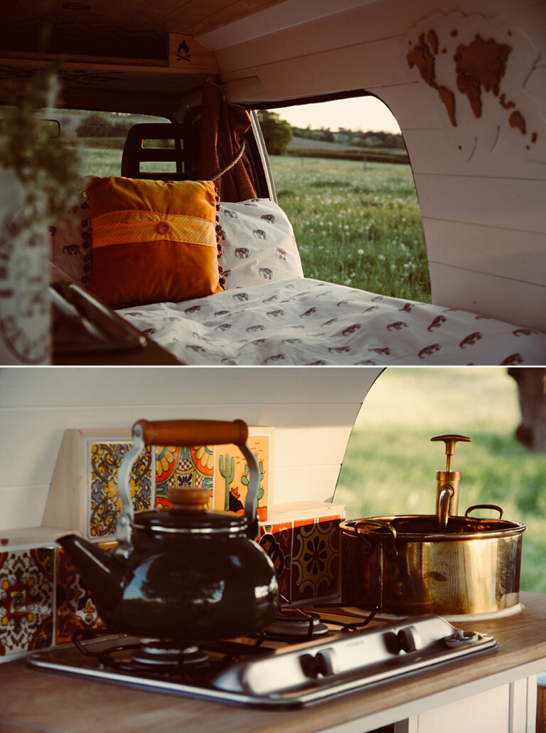 A musician converted this micro van into a cozy camper so he and his ...
